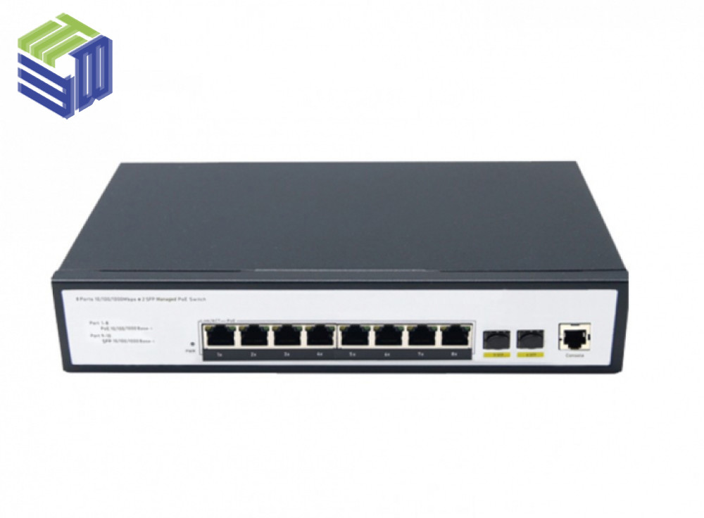 Switch PoE 8 Ports 10/100/1000Mbps managed, 2 Gigabit SFP Uplink and 1 Console