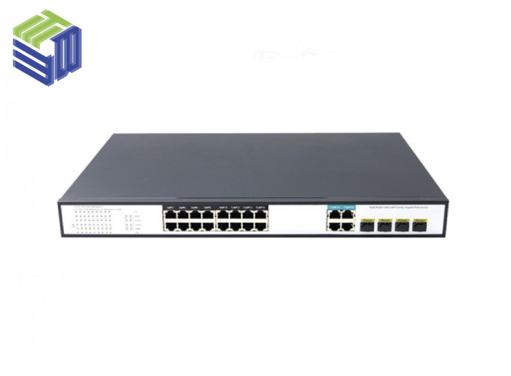 Switch PoE 16 Ports 10/100/1000Mbps, with 4 Gigabit Combo Uplink