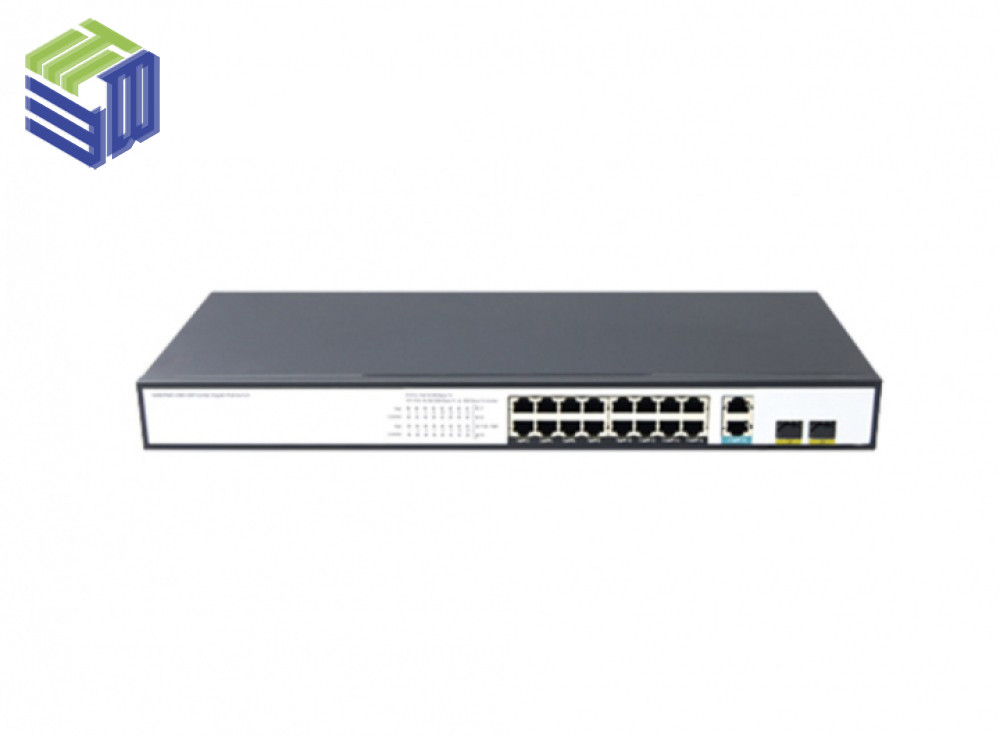 Switch PoE 16 Ports 10/100/1000Mbps, 2 Gigabit Combo Uplink