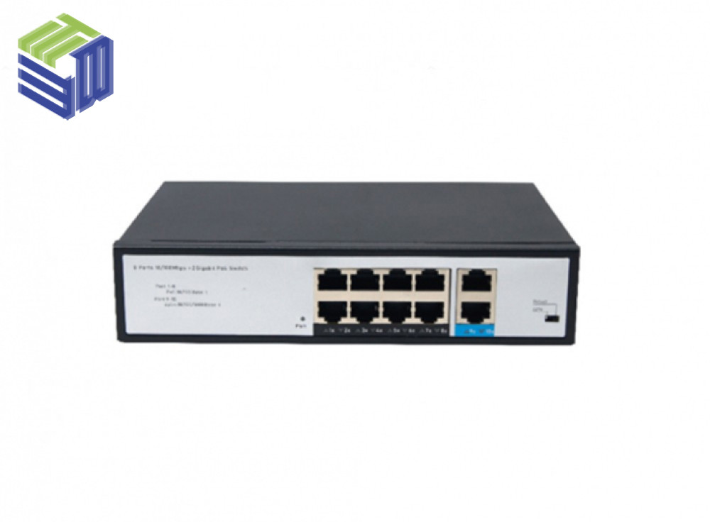 Switch Poe 8 Ports 10/100Mbps with 2 Gigabit RJ45 Uplink - thietbimang