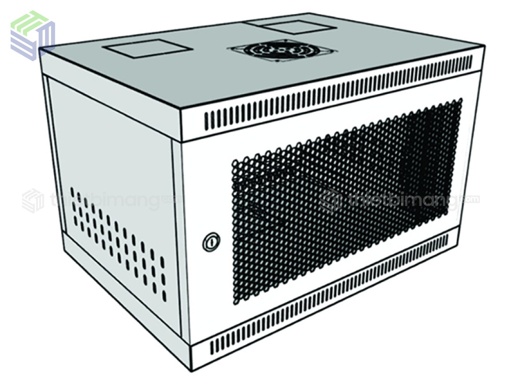 Kích thước tủ rack 6U D400 màu trắng cửa lưới treo tường bền đẹp