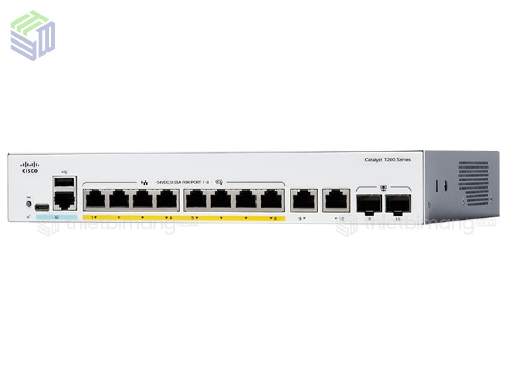 Switch Cisco C1200-8FP-2G-EU, Network ports 8 x 1G, 2 x 1G RJ45/SFP